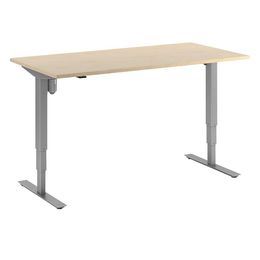 Schreibtisch Atlanta, elektrisch höhenverstellbar, gerade, BxT 1600 x 800 mm, Birke/silber kaiserkraft