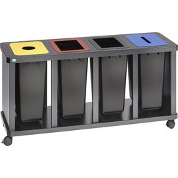Var Wertstoffsammelstation Tetris, 4 x 58 l mit Innenbehälter, antik-silber