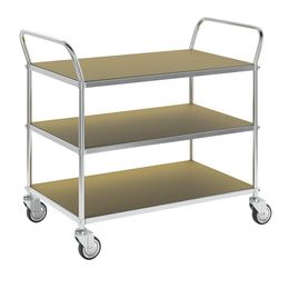 Kongamek ESD-Etagenwagen, 4 Lenkrollen, 3 Ladeflächen, LxBxH 1070 x 585 x 940 mm