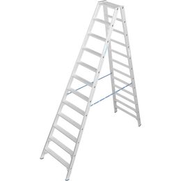 Krause Alu-Stufenstehleiter, mit R13-Rutschhemmung, beidseitig begehbar, 2x12 Stufen