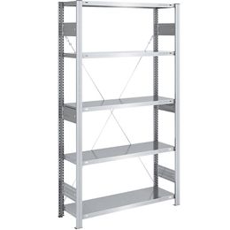 eurokraft pro Schwerlast-Steckregal, verzinkt, Regalhöhe 2000 mm, Grundregal, BxT 1000 x 400 mm