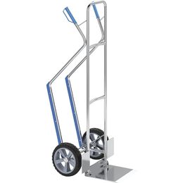 eurokraft basic Aluminium-Sackkarre, Schaufel BxT 300 x 290 mm, mit Gleitkufen, klappbar