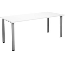 Mehrzwecktisch DUO-U, gerade Platte, Tiefe 800 mm, Breite 1800 mm, weiß, silber kaiserkraft