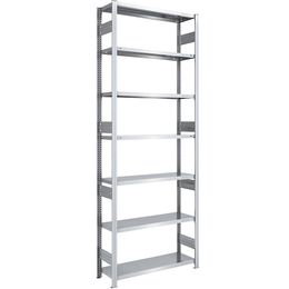 hofe Schwerlast-Steckregal, verzinkt, beidseitig, Regalhöhe 3000 mm, 7 Böden, Grundregal, BxT 1000 x 400 mm