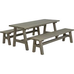 Sitzgarnitur, Tisch, 2 Bänke, graubraun, Tisch-LxBxH 1770 x 750 x 720 mm kaiserkraft
