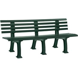 Parkbank aus Kunststoff, mit 9 Leisten, Breite 2000 mm, moosgrün kaiserkraft