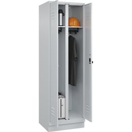 C+P Schwarz-Weiß-Spind Classic PLUS, 1 Abteil, lichtgrau, HxB 1950 x 600 mm, mit Bodensockel, Drehriegel