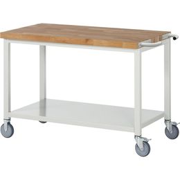 eurokraft pro Fahrbare Werkbank Serie 8000, Gestellbauweise, 1 Ablageboden, BxT 1250 x 700 mm