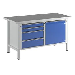 ANKE Werkbank, Gestellbauweise Serie V, 4 Schubladen, Tür 540 mm, Universalplatte, Vollauszug