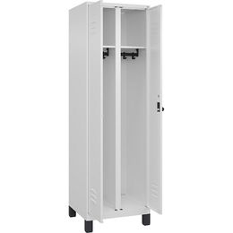 C+P Schwarz-Weiß-Spind Classic PLUS, 1 Abteil, verkehrsweiß, HxB 1950 x 600 mm, mit Füßen, Drehriegel