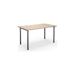 Mehrzwecktisch DUO-C, gerade Platte, HxT 700 - 800 x 800 mm, Breite 1400 mm, Eiche, schwarz kaiserkraft