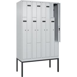 Z-Spind Evolo PLUS, 4 Abteile, lichtgrau, B 1200 mm, 8 Fächer, mit schmalen Füßen, Zylinderschloss kaiserkraft