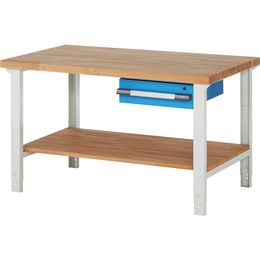 eurokraft pro Werkbank, Baukastensystem Serie 7000, 1 Schublade, 1 Ablageboden, BxT 1500 x 900 mm