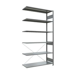 eurokraft pro Steckregal, einreihig, Fachboden-BxT 1300 x 500 mm, verzinkt, Höhe 2500 mm, Anbauregal