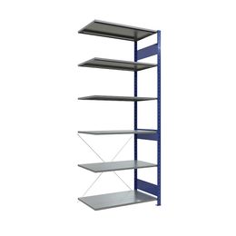 eurokraft pro Steckregal, einreihig, Fachboden-BxT 1000 x 600 mm, blau, Höhe 2500 mm, Anbauregal