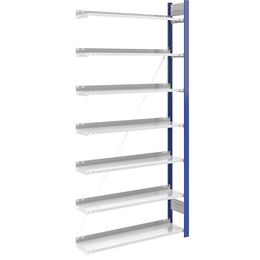 hofe Ordner-Steckregal, einseitig, Höhe 2350 mm, BxT 1000 x 300 mm, Anbauregal, blau / grau