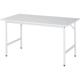 Rau Arbeitstisch, höhenverstellbar, Gestell 30 x 30 mm, melaminharzbeschichtete Platte, BxT 1500 x 800 mm, lichtgRau