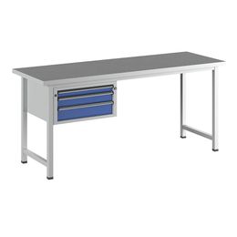 ANKE Werkbank, Gestellbauweise Serie V, 3 Schubladen, Universalplatte, Breite 2000 mm