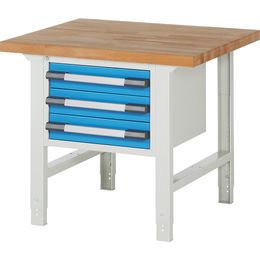eurokraft pro Werkbank, Baukastensystem Serie 7000, 3 Schubladen, BxT 1000 x 900 mm