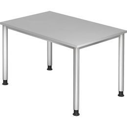 Schreibtisch, HxT 685 - 810 x 800 mm, 4 Rundrohrbeine, Breite 1200 mm, alusilber / lichtgrau kaiserkraft