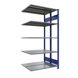 eurokraft pro Steckregal, doppelreihig, Fachboden-BxT 1000 x (2 x 400) mm, blau, Höhe 2000 mm, Anbauregal