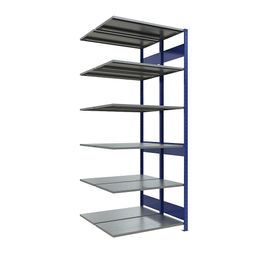 eurokraft pro Steckregal, doppelreihig, Fachboden-BxT 1000 x (2 x 500) mm, blau, Höhe 2500 mm, Anbauregal