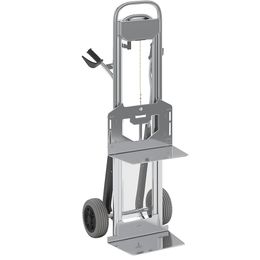 Matador Aluminium-Sackkarre, Tragfähigkeit 350 kg, mit Hebeplattform, Polyurethan, pannensicher
