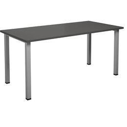 Mehrzwecktisch DUO-U, gerade Platte, Tiefe 800 mm, Breite 1600 mm, dunkelgrau, silber kaiserkraft