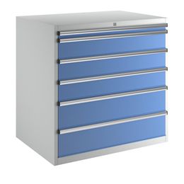 eurokraft pro Schubladenschrank, Höhe x Breite x Tiefe 1000 x 1023 x 725 mm, Schubladen 1 x 50, 3 x 150, 2 x 200 mm