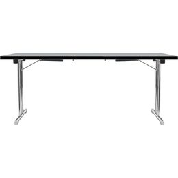Klapptisch mit Doppel-T-Fußgestell, Gestell aus Stahlrundrohr, verchromt, lichtgrau/schwarz, BxT 1800 x 800 mm kaiserkraft