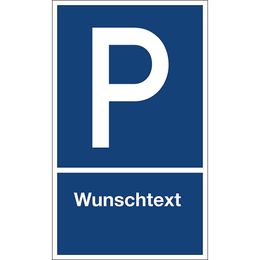 Parkplatzkennzeichen, Kunststoff, P / individuelle Beschriftung - bis max. 20 Zeichen, LxH 150 x 250 mm kaiserkraft
