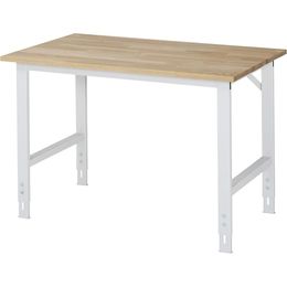 Rau Arbeitstisch, höhenverstellbar, Gestell 60 x 30 mm, Buchenplatte massiv, BxT 1250 x 800 mm, lichtgRau