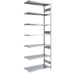 hofe Schwerlast-Steckregal, verzinkt, beidseitig, Regalhöhe 3000 mm, 7 Böden, Anbauregal, BxT 1000 x 600 mm