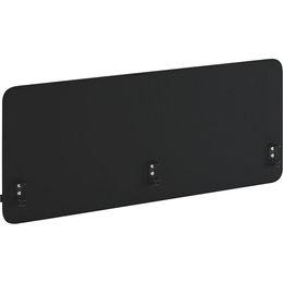 Akustik-Tischtrennwand Standard mit abgerundeten Ecken, Höhe 650 mm, Textil, Breite 1600 mm, schwarz kaiserkraft