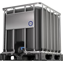 IBC-Container mit UN-Zulassung, UV-Schutz, Volumen 1000 l, schwarz, auf Kunststoffpalette kaiserkraft