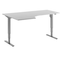 Schreibtisch Atlanta, elektrisch höhenverstellbar, Ecke, BxT 1800 x 1200 mm, lichtgrau/silber, links kaiserkraft