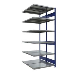 eurokraft pro Steckregal, doppelreihig, Fachboden-BxT 1300 x (2 x 600) mm, blau, Höhe 2500 mm, Anbauregal