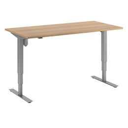 Schreibtisch Atlanta, elektrisch höhenverstellbar, gerade, BxT 1600 x 800 mm, Buche/silber kaiserkraft