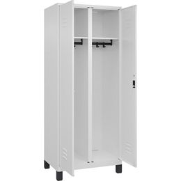 C+P Schwarz-Weiß-Spind Classic PLUS, 1 Abteil, verkehrsweiß, HxB 1950 x 800 mm, mit Füßen, Zylinderschloss