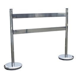 VISO Absperrpfostenset mit Planken, 2 Pfosten, 2 Planken, Edelstahl / verchromt