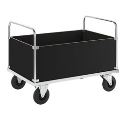 Kongamek Verzinkter Plattformwagen, Kofferaufbau hoch, LxB 1200 x 800 mm, 2 Lenk- und 2 Bockrollen