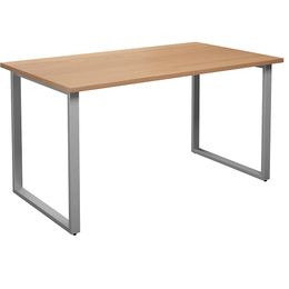 Mehrzwecktisch DUO-O, gerade Platte, Tiefe 800 mm, Breite 1400 mm, Buche / silber kaiserkraft
