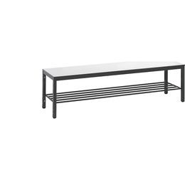 C+P Umkleidebank COMFORT, Sitzfläche aus HPL, Länge 1500 mm, weiß, Schuhrost