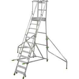 Mobile Alu-Podesttreppe, klappbar, mit gerieften Aluminiumstufen, 12 Stufen inkl. Plattform kaiserkraft