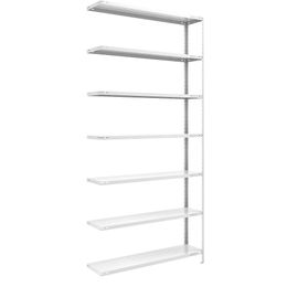 eurokraft pro Schraubregal, Bauart leicht, kunststoffbeschichtet, Regalhöhe 3000 mm, Bodenbreite 1300 mm, Tiefe 400 mm, Anbauregal