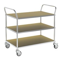 Kongamek ESD-Etagenwagen, 4 Lenkrollen, 3 Ladeflächen, LxBxH 1070 x 585 x 940 mm, 2 mit Stopp