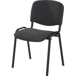 Besucherstuhl, stapelbar, Rückenlehne gepolstert, Gestell schwarz, Polster anthrazit, VE 4 Stk kaiserkraft