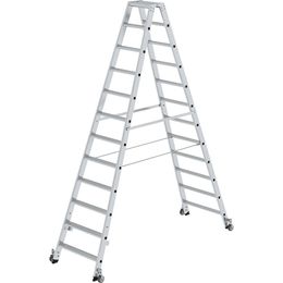 MUNK Stufen-Stehleiter, beidseitig, Ausführung mobil, 2 x 12 Stufen
