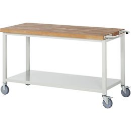 eurokraft pro Fahrbare Werkbank Serie 8000, Gestellbauweise, 1 Ablageboden, BxT 1500 x 700 mm