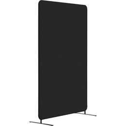 Akustik-Trennwand Standard, abgerundete Ecken, Höhe 1500 mm, inkl. Füße, Breite 1200 mm, schwarz kaiserkraft